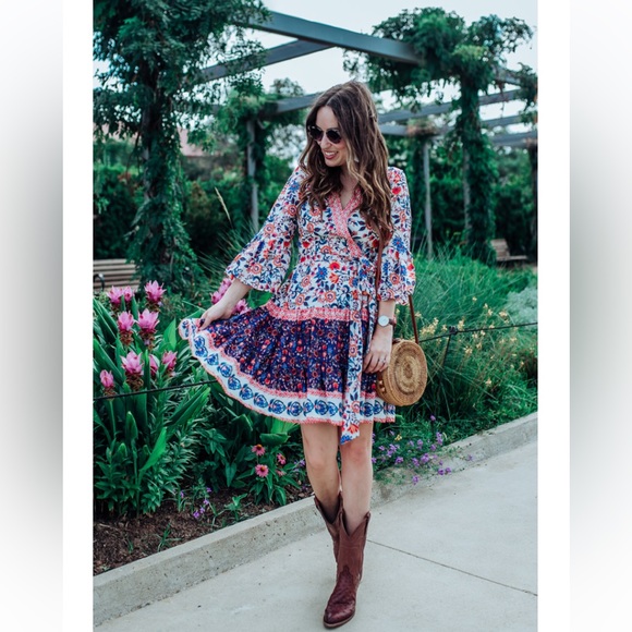 Eliza J | Dresses | New Eliza J Faux Wrap Floral Boho Mini Dress Sz 4 ...